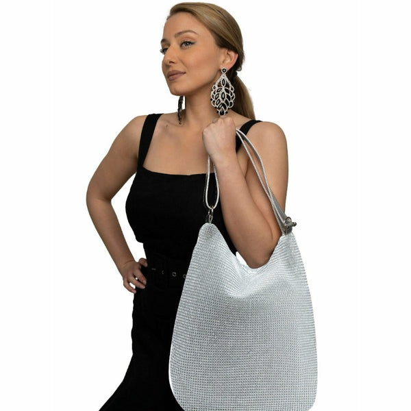 Platinum rhinestone handbag - Fearless Accessories